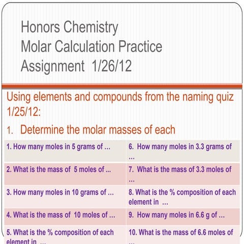 Hchem bell ringers 1 30 to 2-17 | PPTX | Chemistry | Science