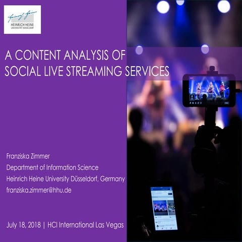 A Content Analysis of Social Live Streaming Services | PPT