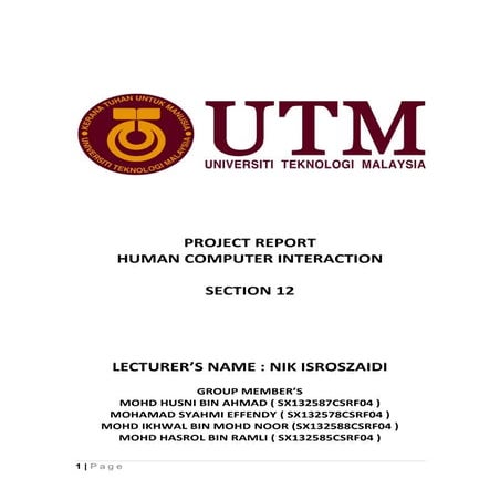 Hci final report | PDF | Computer Software and Applications | Computing