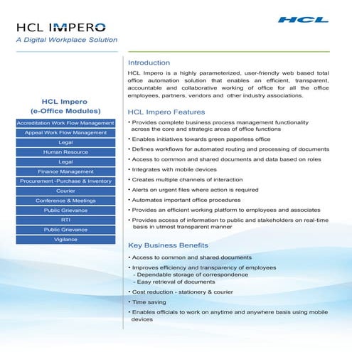 HCL Impero - A Digital Workplace Solution | PDF