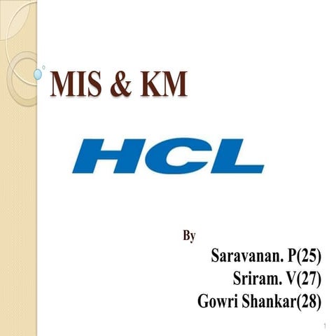 MIS-KM of HCL | PPTX | Artificial Intelligence | Technology & Computing