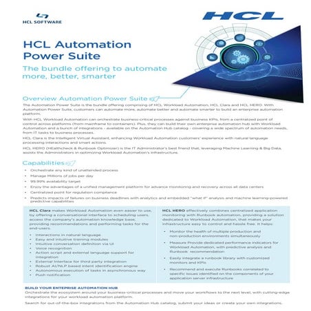HCL Automation Power Suite - A Bundled Tool to Automate More, Better, Smarter | PDF