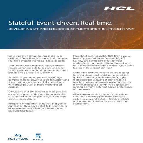 HCL Rtist: Stateful, Event-driven, Real-time applications Tool | PDF