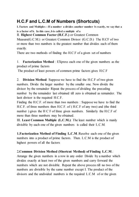 HCF and LCM | PPTX