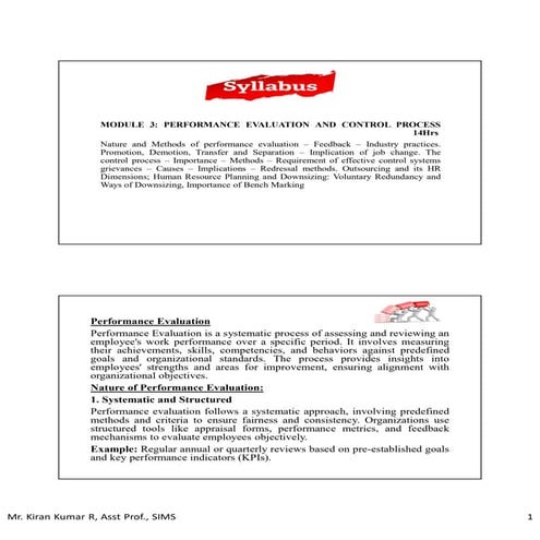 Unit 03 PERFORMANCE EVALUATION AND CONTROL PROCESS | PDF