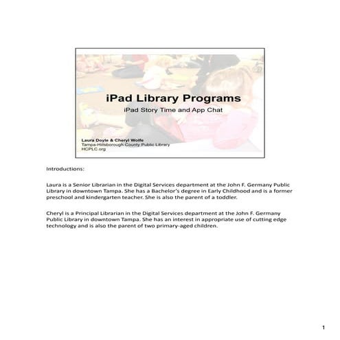 iPad Library Programs: iPad Story Time and App Chat, by Laura Doyle and ...