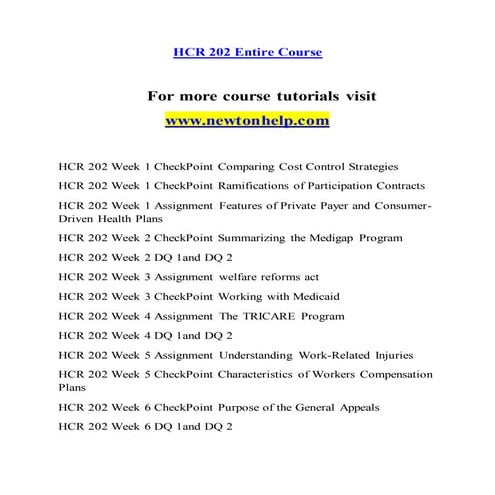 HCR 202 Enhance teaching/tutorialrank.com