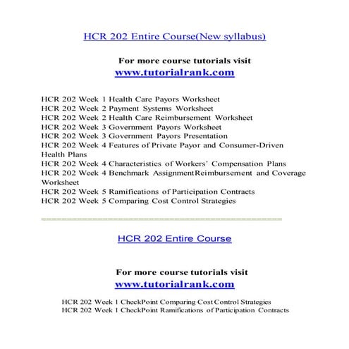 HCR 202 Enhance teaching/tutorialrank.com