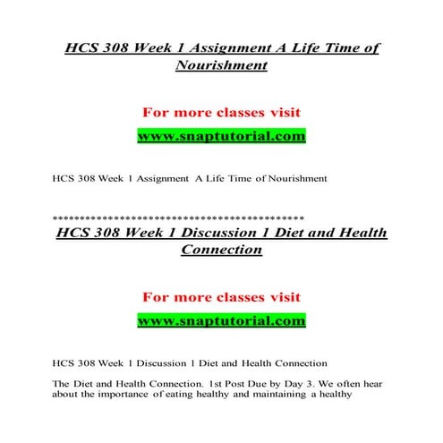 Hcs 308 Education Redefined - snaptutorial.com | Nutrition | Healthy Living