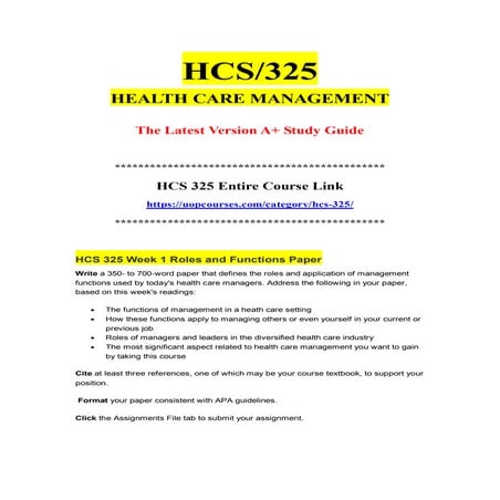 Hcs 325 hcs325 | PDF
