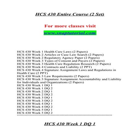 Hcs 430 Enhance teaching / snaptutorial.com