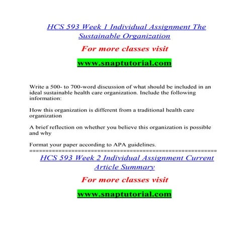 HCS 593 help Successful Learning/Snaptutorial | PDF