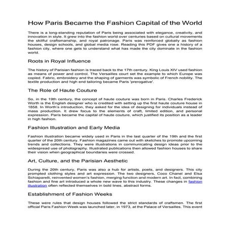 How Paris Became the Fashion Capital of the World | PDF