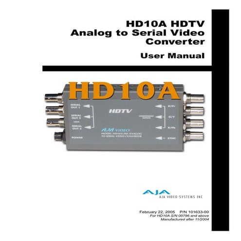 AJA HD10 A | PDF