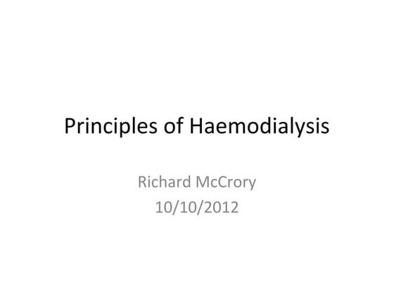 Principles of-hemodialysis | PPT | Blood Disorders | Diseases and ...