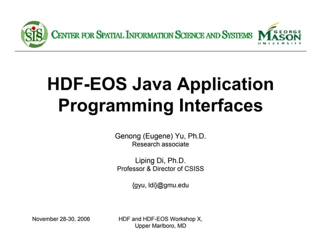 Hdf Eos Java Application Programming Interfaces Ppt 7231