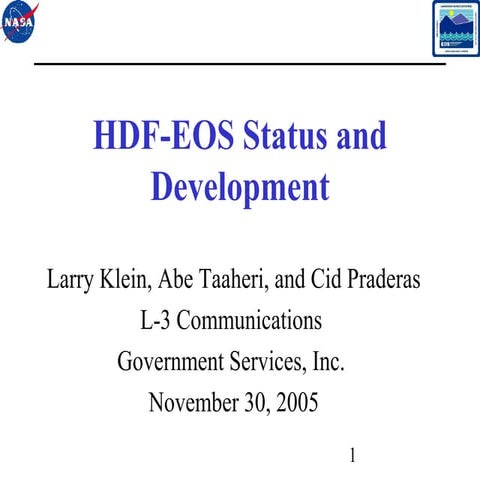 HDF-EOS Status and Developments | PPT