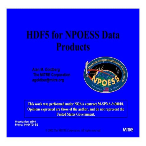 HDF5 for NPOESS Data Products | PPT