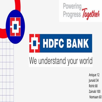 HDFC BANK overview establishment and their core objectives | PPTX