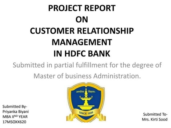 CRM Process Management In HDFC | PPTX
