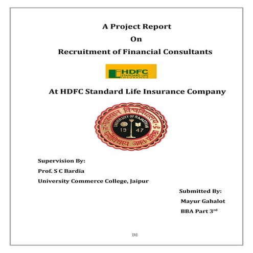 HDFC project report | PDF