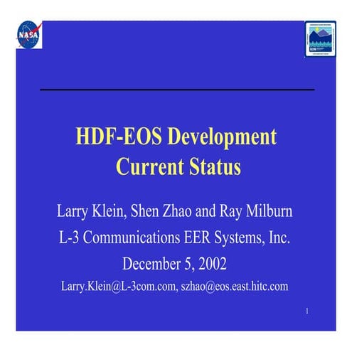 HDF-EOS Development Current Status | PDF