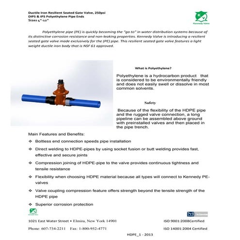 CLOW Canada HDPE gate valve | PDF