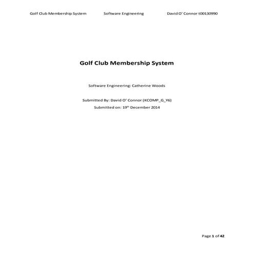 Golf Management System | DOCX