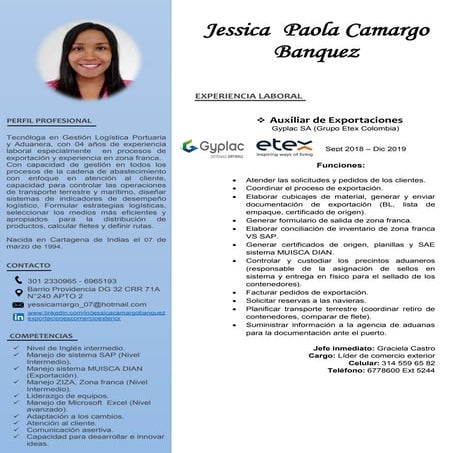 CV JESSICA CAMARGO 2020 | PDF