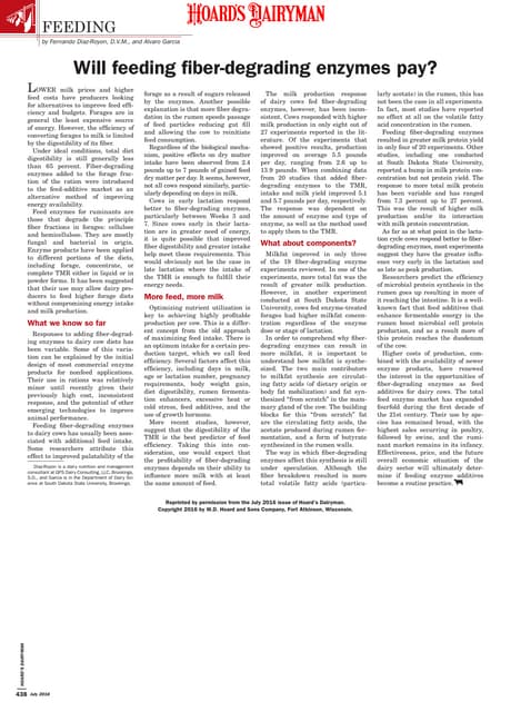Fiber degrading enzymes increase dairy cow milk production | PDF