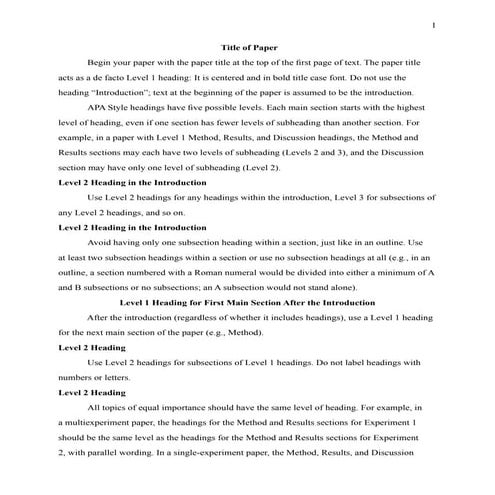Heading Levels Template: Student Paper, APA Style 7th Edition | PDF