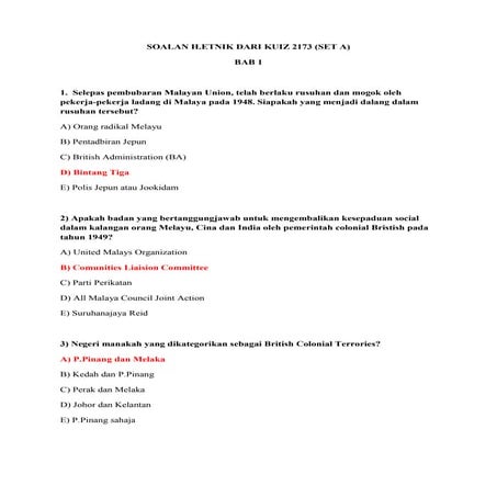 Soalan dan Jawapan - Hubungan Etnik (Kuiz/Past Year) | PDF