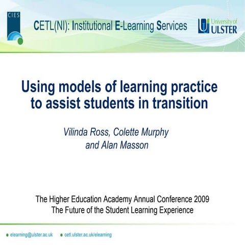Using models of learning practice to assist students in transition | PPT