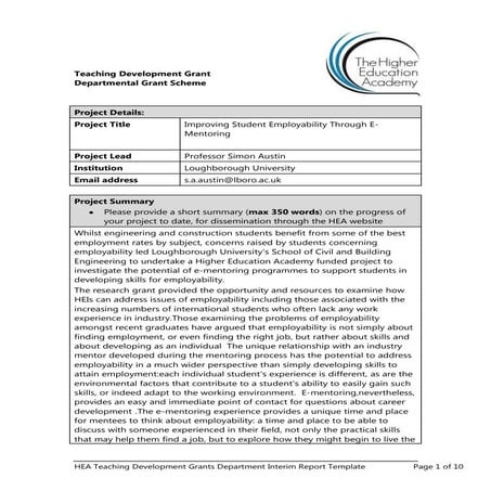 HEA E-mentoring project FINAL short report | DOCX