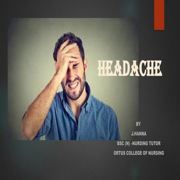 HEADACHE.(adult health nursing -ii) Nervous system | PPT