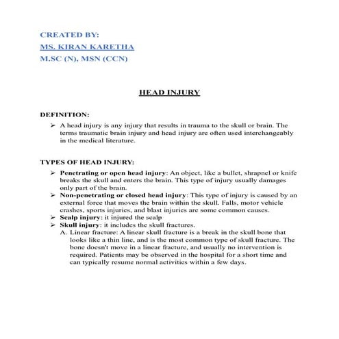 Head injury ppt | PPTX
