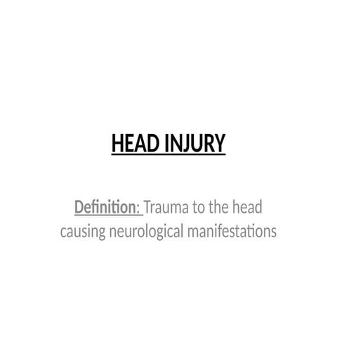 HEAD INJURY PowerPoint presentation surgery | PPT