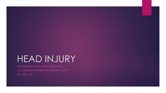Head injury ppt | PPTX | Death, Injury, or Military Conflict ...