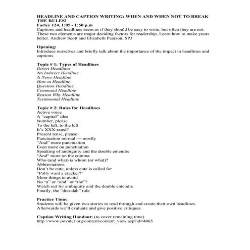 Newspaper headlines and leads | PPT