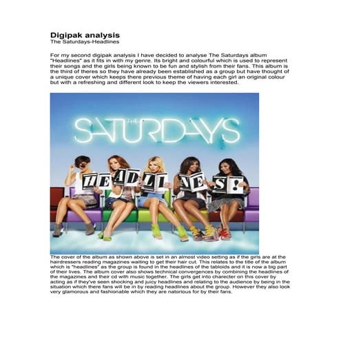Headlines digipak analysis | PDF
