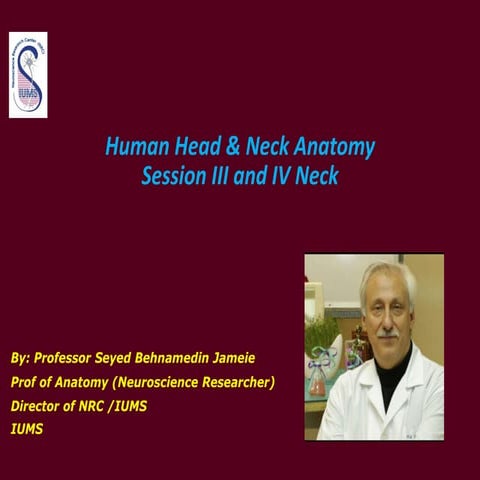 Head and Neck Anatomy Lec III & IV By Prof Behnam Jameie (NRC/IUMS) | PDF