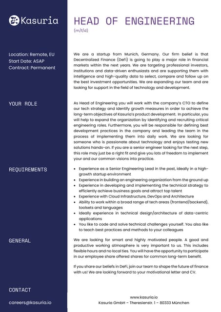 Kasuria - Lead Backend Developer | PDF