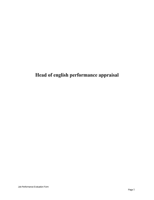 Head marketing performance appraisal | PDF