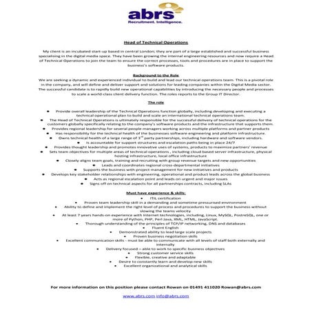 Head of Technical Operations | PDF