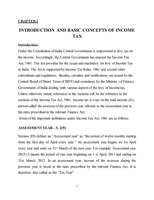 Introduction to Income Tax | PPTX