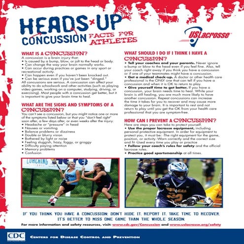 Heads Up Concussion Facts for Athletes | PDF | Death, Injury, or ...