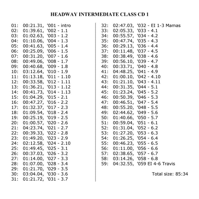 Headway intermediate class cd 1 | DOC