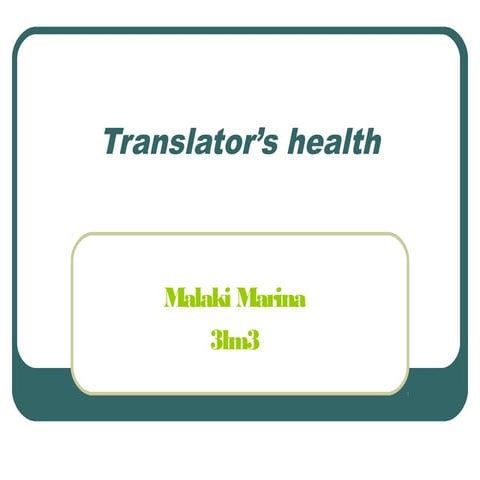 Translator's Health | PPT