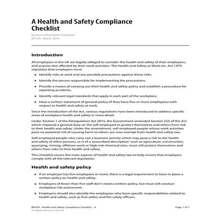Health and-safety-compliance-checklist-a | PDF