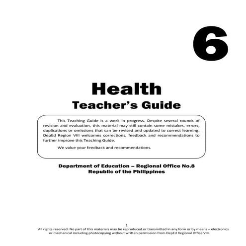 MAPEH 6_Health K-12 Teacher's Guide Q1 2017 | PDF
